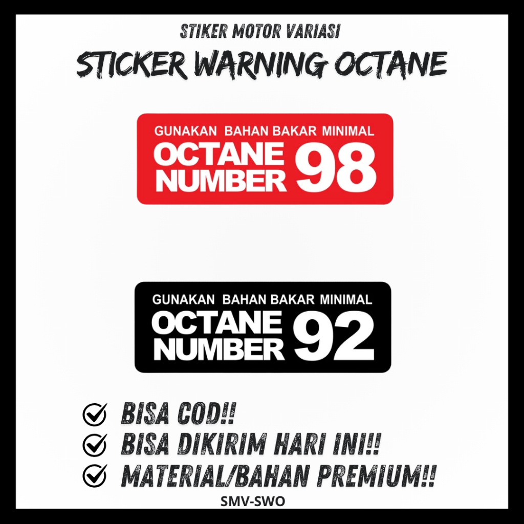 Jual STIKER Gunakan Bahan Bakar STICKER OCTANE NUMBER 92 98 | Shopee ...