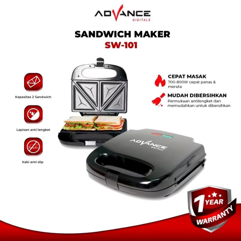 Jual Sandwich Maker Advance SW 101 / Pemanggang Roti Bakar / Sandwich ...