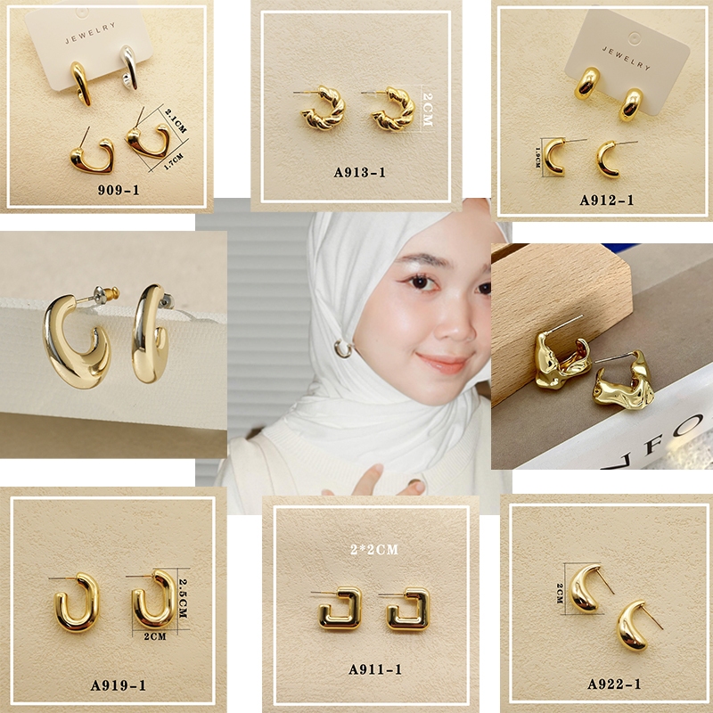 Jual Anting hijab setengah bulat/anting 925/titanium perak/perhiasan ...