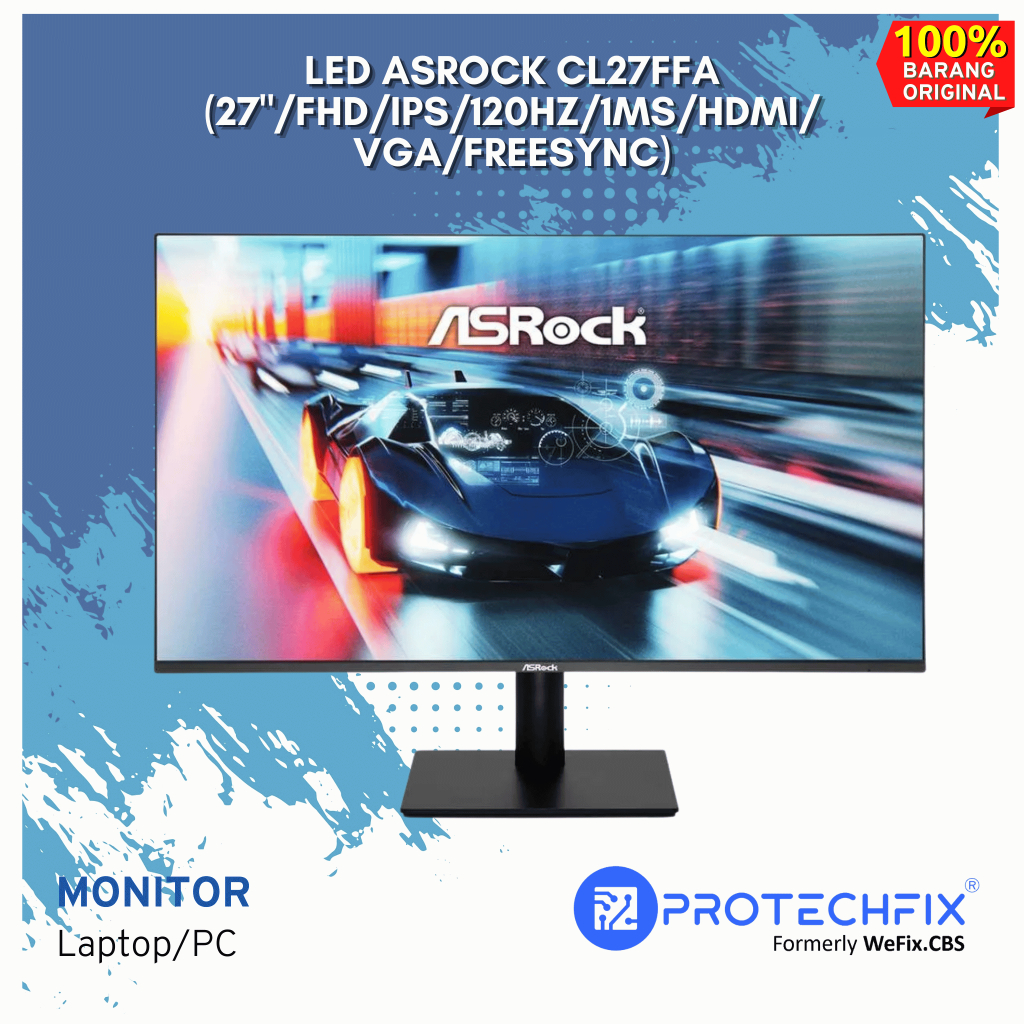 Jual LED ASROCK CL27FFA (27"/FHD/IPS/120Hz/1ms/HDMI/VGA/FreeSync) | Shopee Indonesia