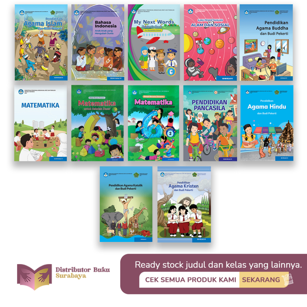 Jual Buku Paket Kurikulum Merdeka Kelas 6 SD - Matematika / IPAS / Islam / Inggris / Indonesia ...