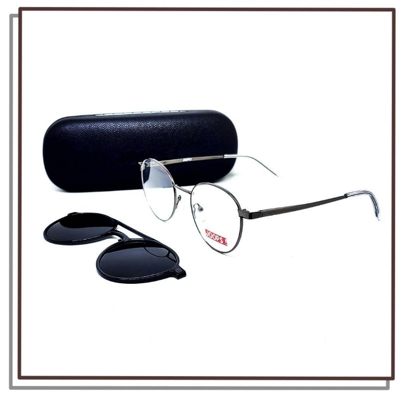 Jual FRAME KACAMATA BULAT TITANIUM JOOPS 8019 FREE CLIP ON POLARIZED ...
