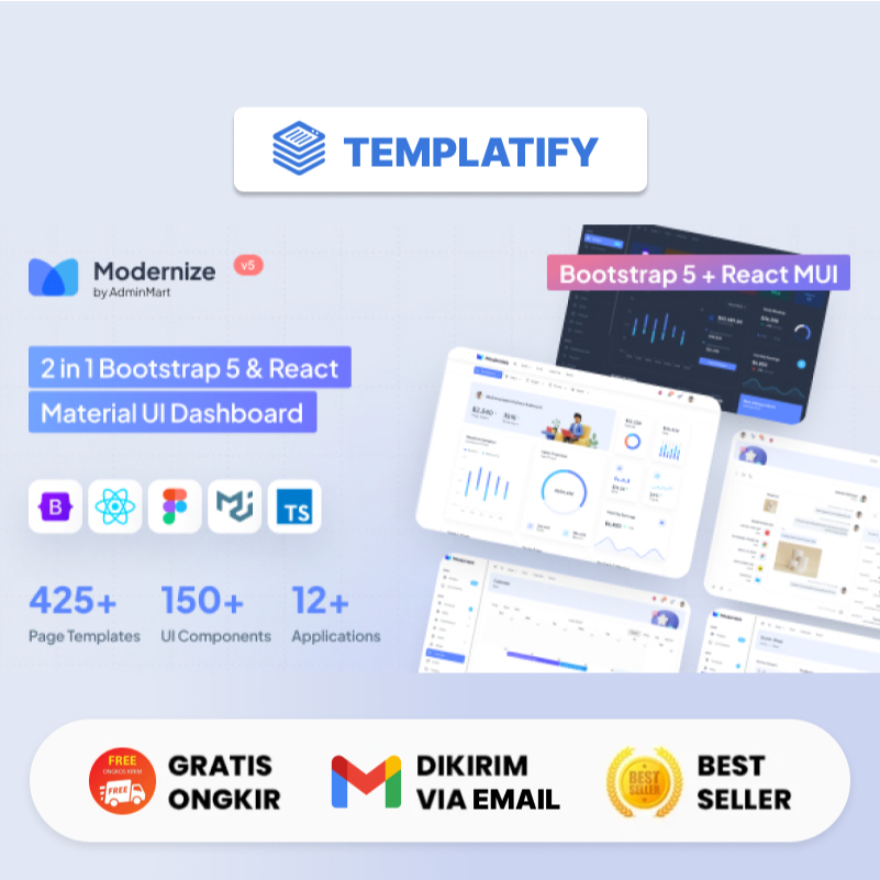 Jual Modernize v5.0 - Bootstrap 5 & React MUI Admin Dashboard Website | Shopee Indonesia