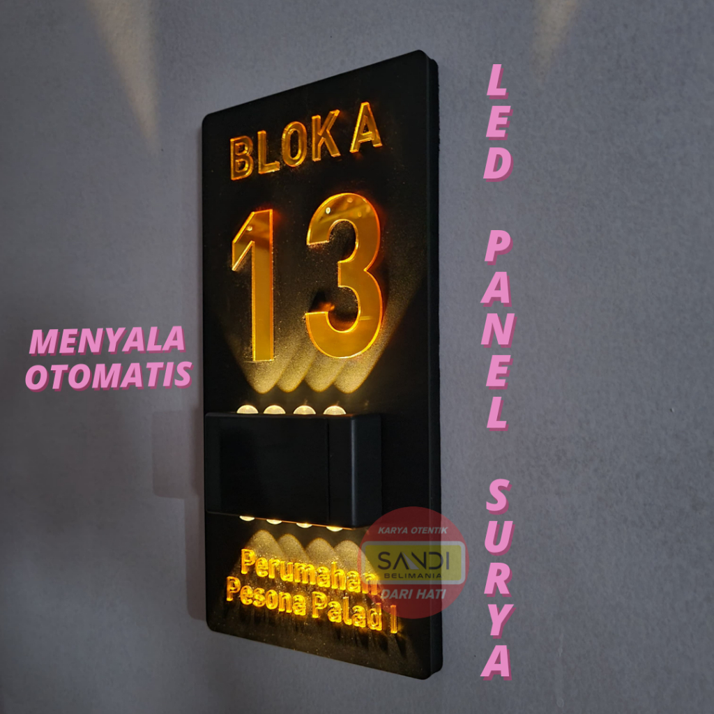 Jual Nomor Rumah LED Tanpa Kabel Nomer Rumah Akrilik LED Tenaga Surya ...