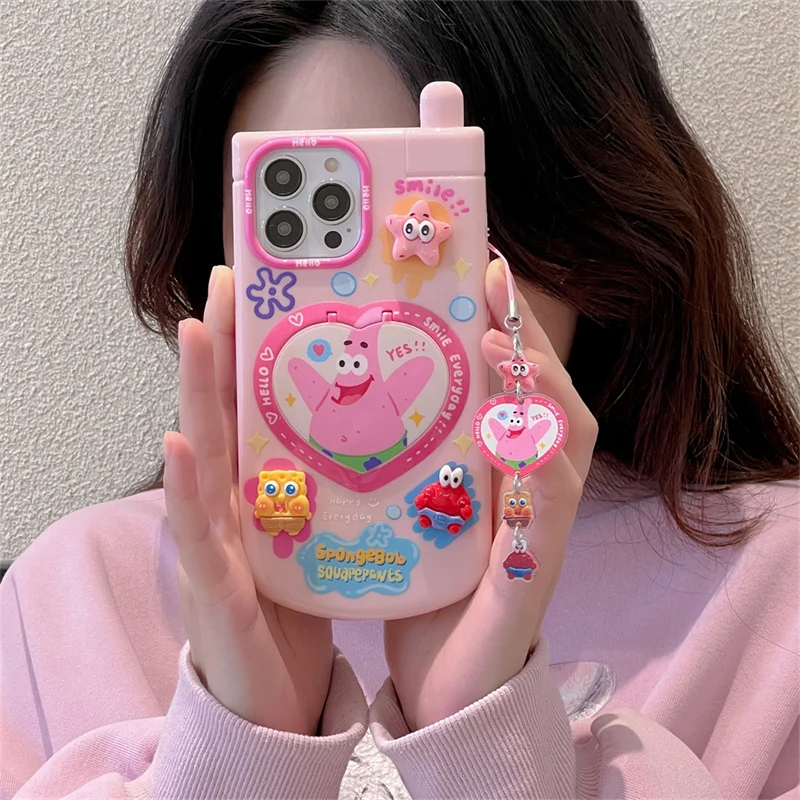 Jual Funny Cartoon SpongeBob SquarePants Phone Case With Lanyard For ...