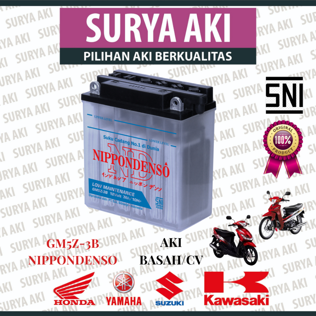 Jual AKI BASAH NIPPONDENSO GM5Z-3B CV AKI MOTOR MIO SPORTY SHOGUN SMASH | Shopee Indonesia