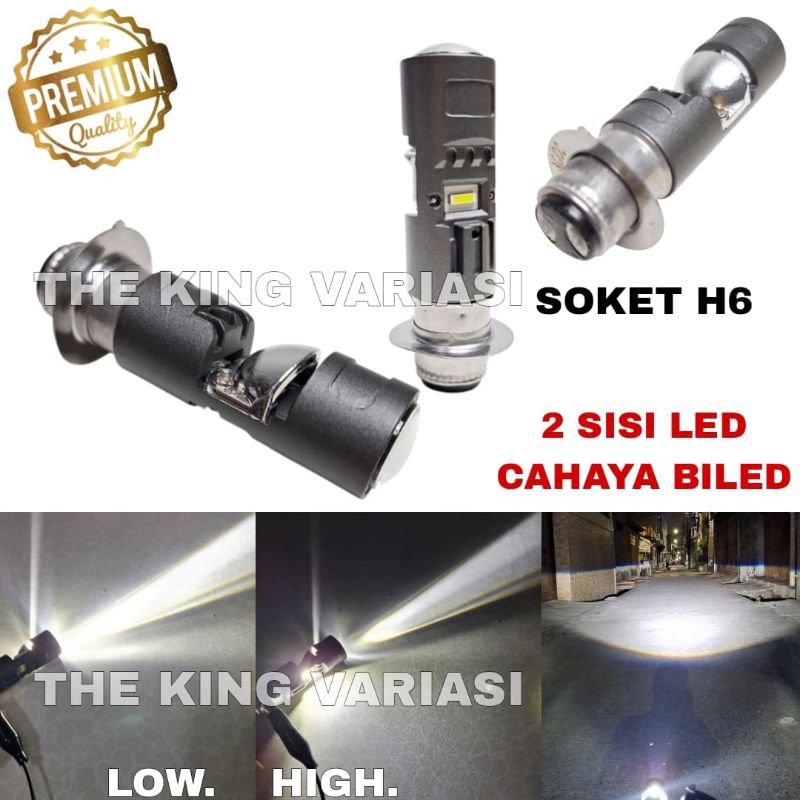Jual Lampu Utama Motor Soket H6 Cahaya Led Biled Hi Low Putih Super Terang/ Bohlam Utama Led ...