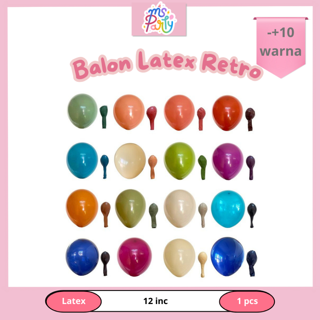 Jual MS.PARTY BALON LATEX RETRO VINTAGE 12 INCH / BALON LATEX RETRO ...