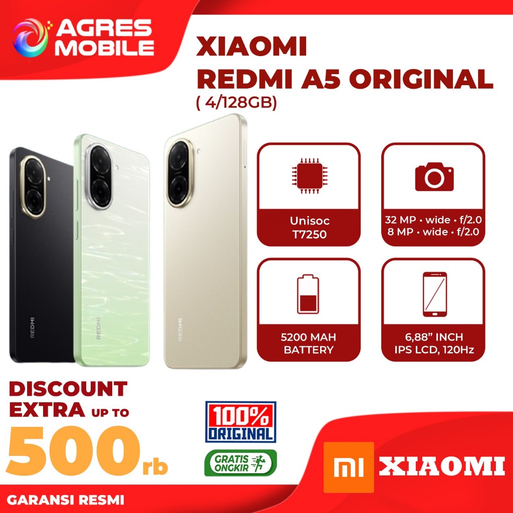 Jual Xiaomi Redmi A5 4/128GB 5200 mAh Battery | Garansi Resmi Xiaomi Indonesia | Shopee Indonesia