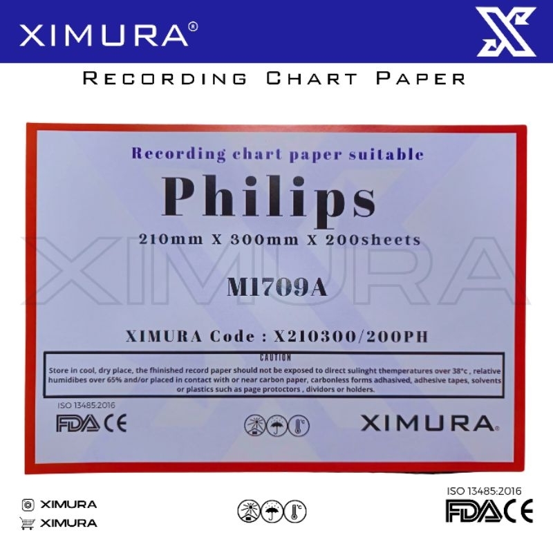 Jual XIMURA Kertas EKG Philips 210mm X 300mm X 200 sheets M1709A M3708A ...