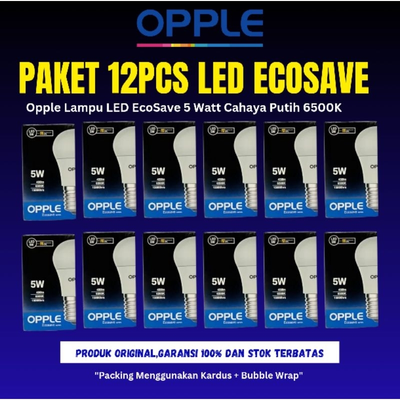 Jual Lampu Led Opple 5Watt Cahaya Putih 6500k Isi 12Pcs | Shopee Indonesia