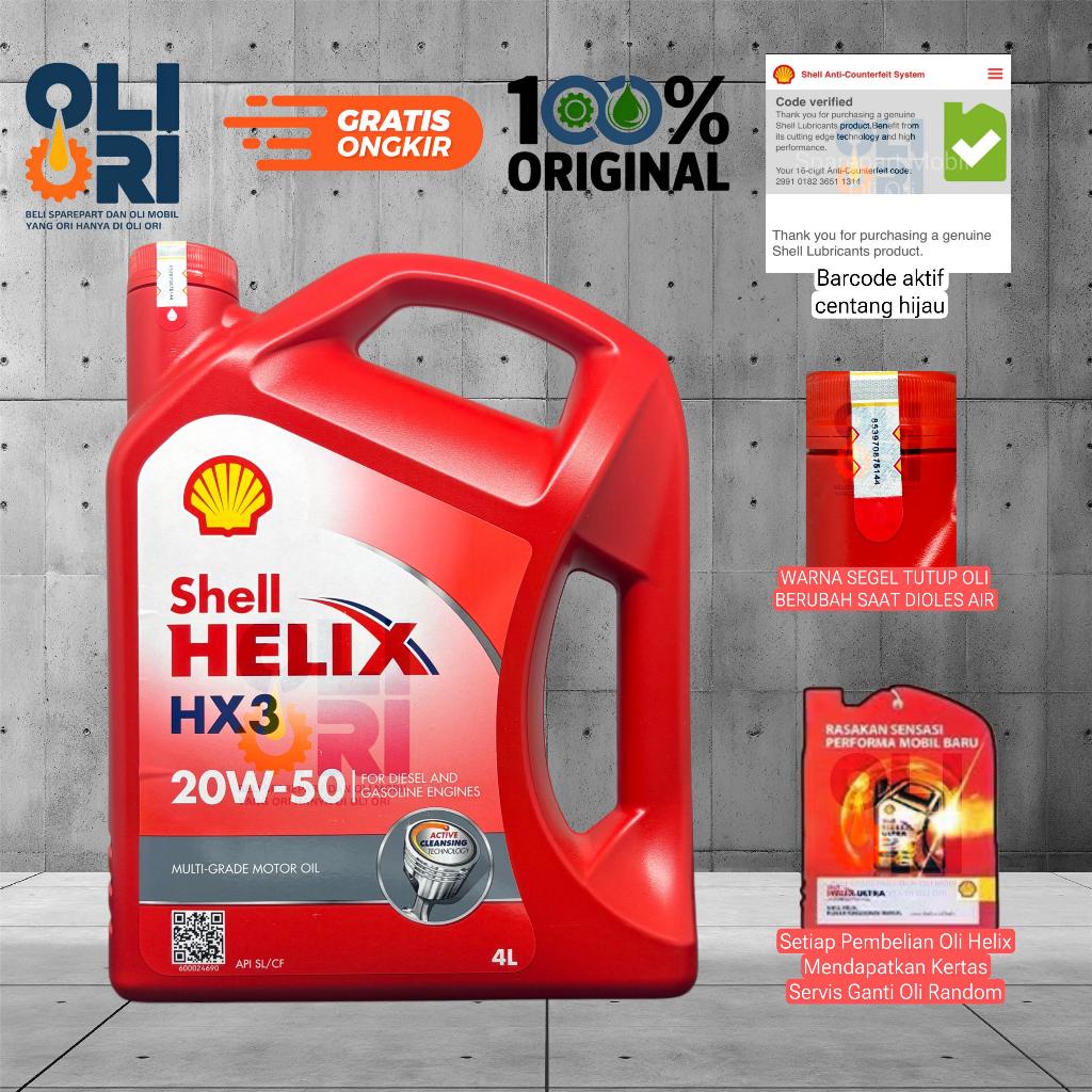 Jual Oli SHELL HELIX HX3 20W-50 Oli Mobil Bensin 4Liter Original ...