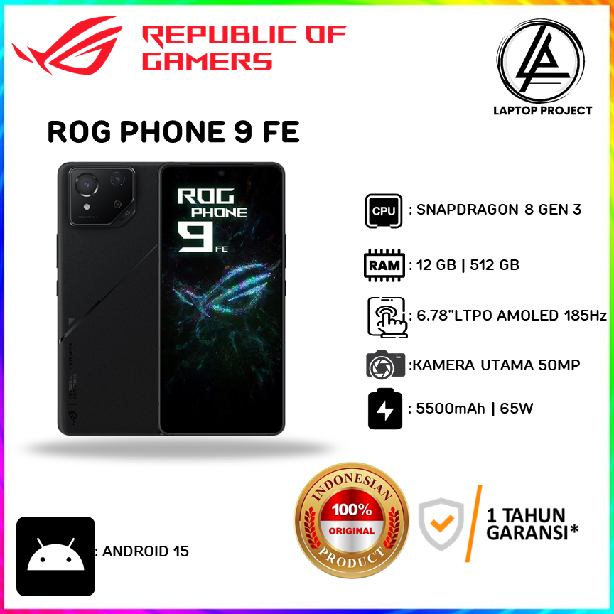 Jual ASUS ROG PHONE 9 FE 12/256GB 12/512GB Snapdragon 8 Gen 3 Garansi ...