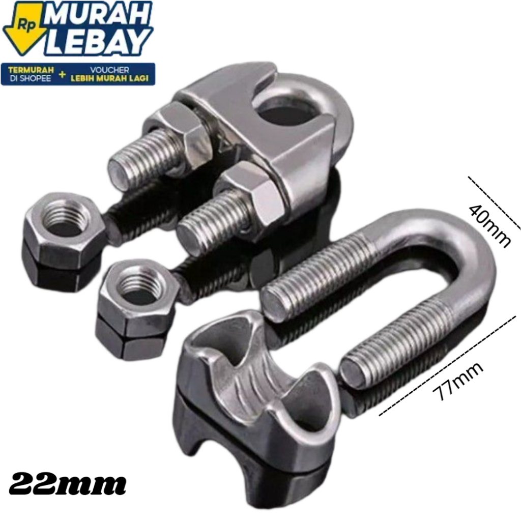 Jual KLEM SELING / KABEL BESI 22" Wire Rope Clip / Kuku Macan Galv 22mm ...