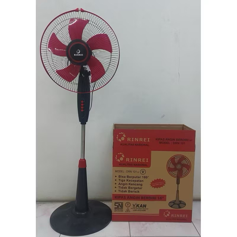 Jual stand fan Rinrei 5 Baling / Niko 16 inch kaki bulat - kipas angin ...
