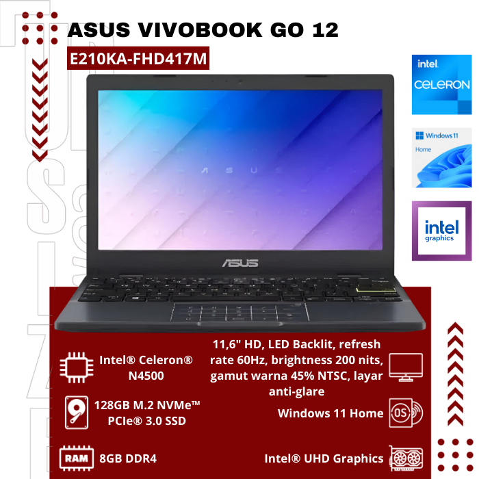 Jual Asus Vivobook Go 12 E210KA-FHD417M Intel® Celeron® N4500 | Shopee ...
