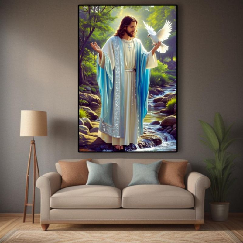 Jual Cetak poster tuhan Yesus dan merpati putih Dekorasi hiasan Dinding ...