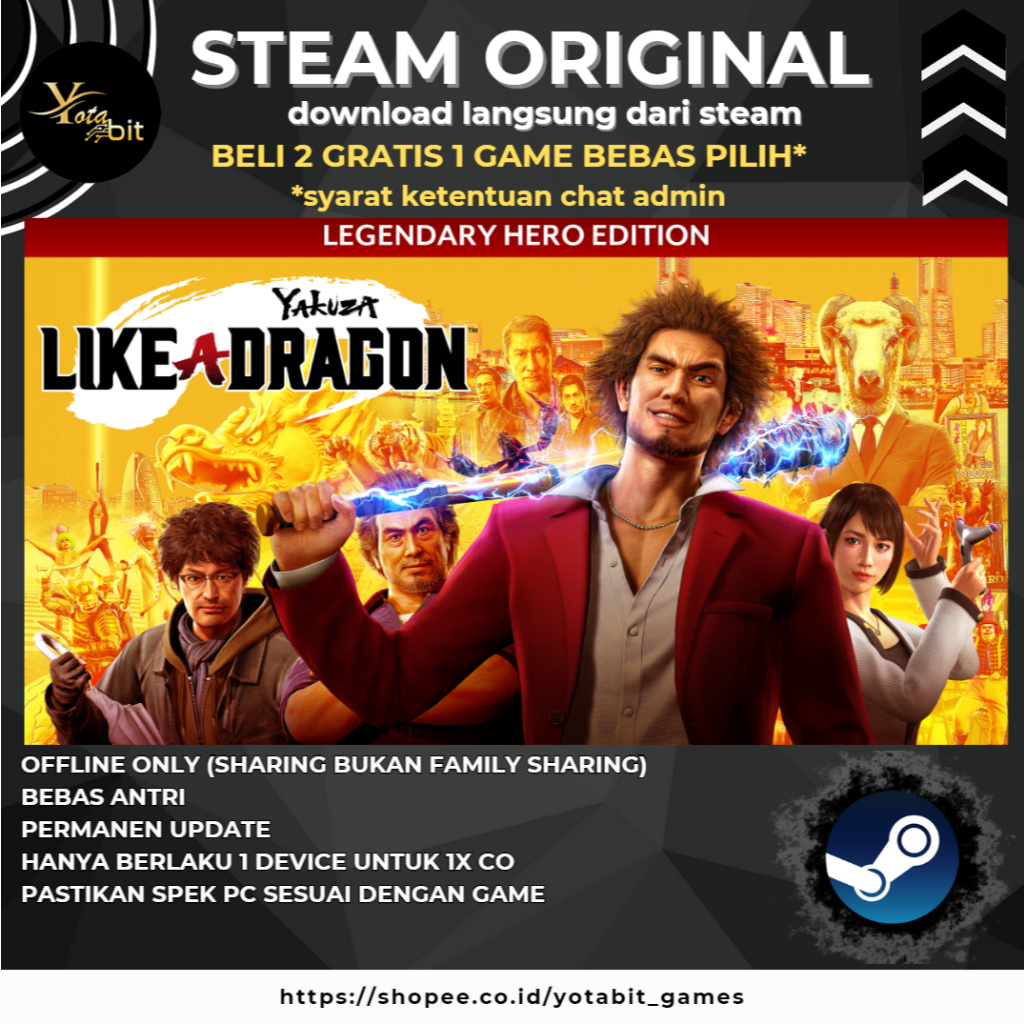 Jual Yakuza Like a Dragon Legendary Hero Edition PC Sharing Original ...