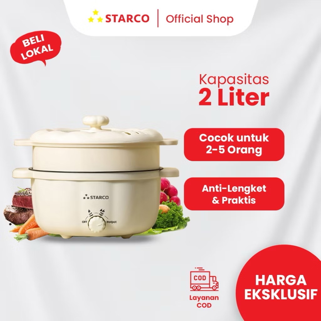 Jual Starco Panci Listrik Serbaguna Multifungsi 2L Fry Pan Electric Pan ...
