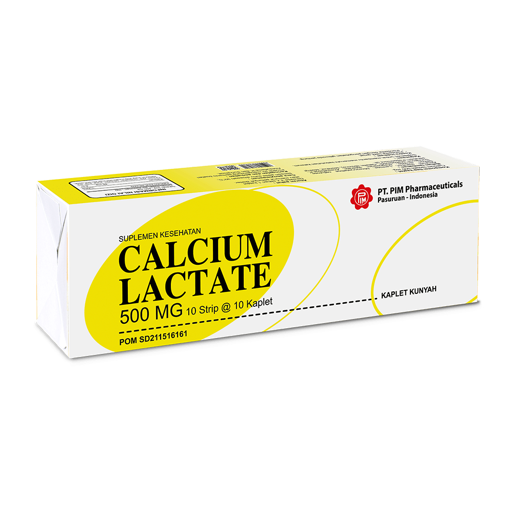 Jual Calcium Lactate 500 Mg Pim 100 Tablet Box | Shopee Indonesia