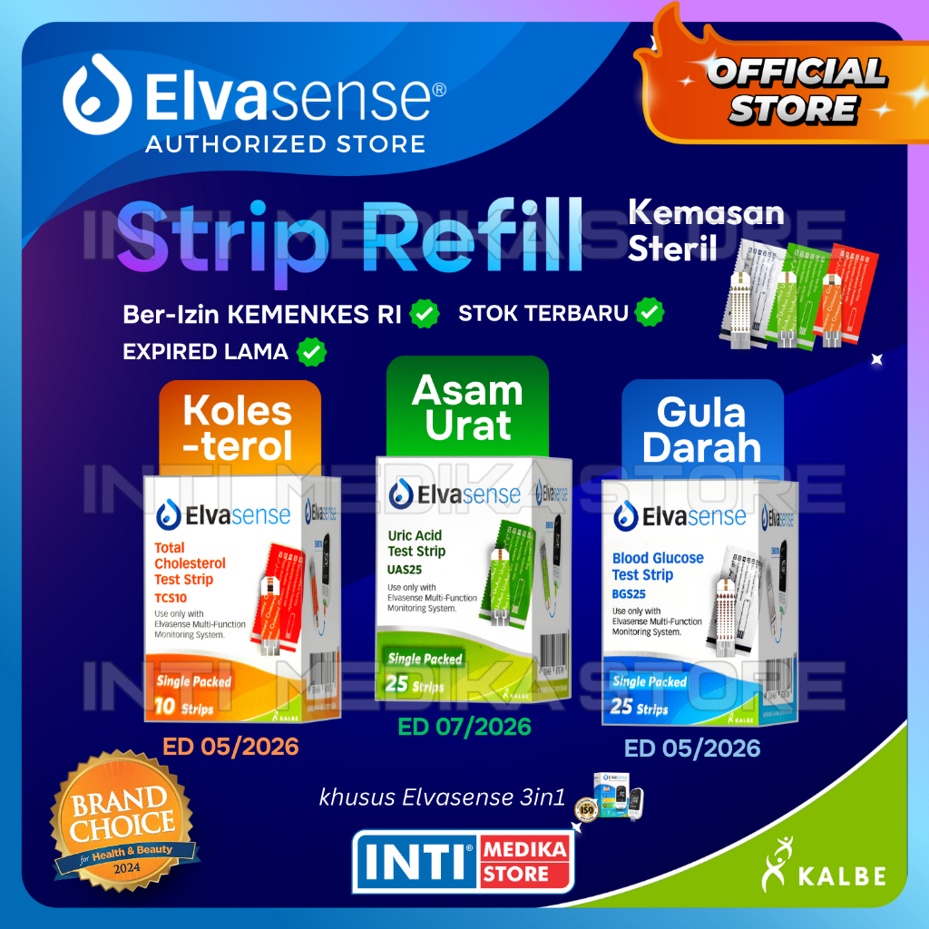 Jual ELVASENSE by KALBE - Strip Tes Gula Darah / Asam Urat / Kolesterol ...