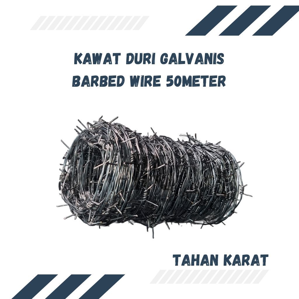 Jual KAWAT DURI GALVANIS BARBED WIRE ANTI KARAT PANJANG 50METER | KEAMANAN MAKSIMAL | Shopee ...