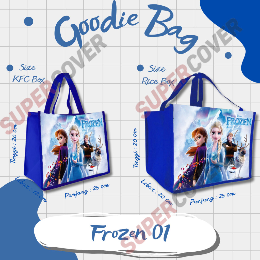 Jual GOODIE BAG - Tas Goodie Bag Gambar FROZEN 01 warna Biru Tua ...