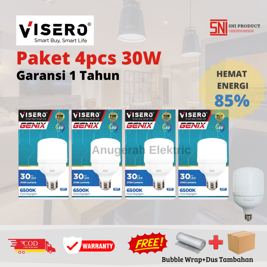 Jual Lampu LED Jumbo Tabung 30 WATT Visero Genix Bohlam Cahaya Putih Bergaransi dan SNI | Shopee ...