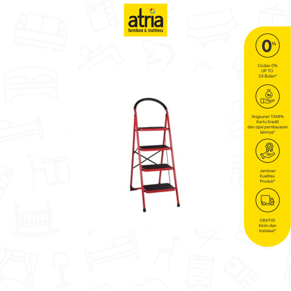 Jual Tangga Step Ladder 4 Tingkat Red Black Atria | Shopee Indonesia