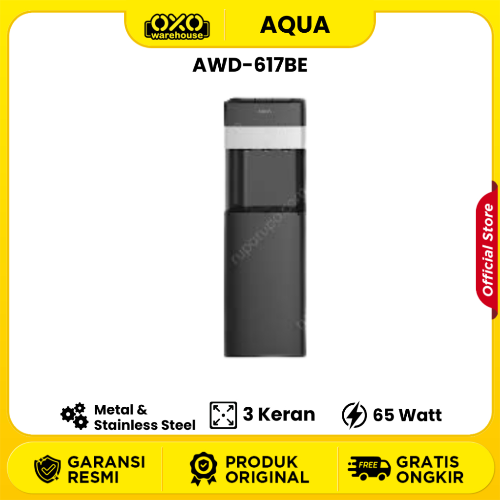Jual Aqua Dispenser Galon Bawah AWD-617BE Garansi Resmi 3 Keran ...