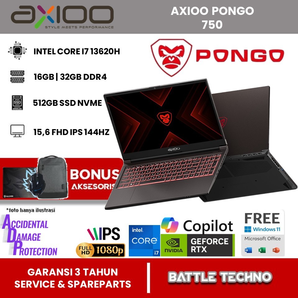 Jual Laptop Gaming Terbaru Axioo Pongo 735 Intel i7 13620H Ram 32GB SSD ...