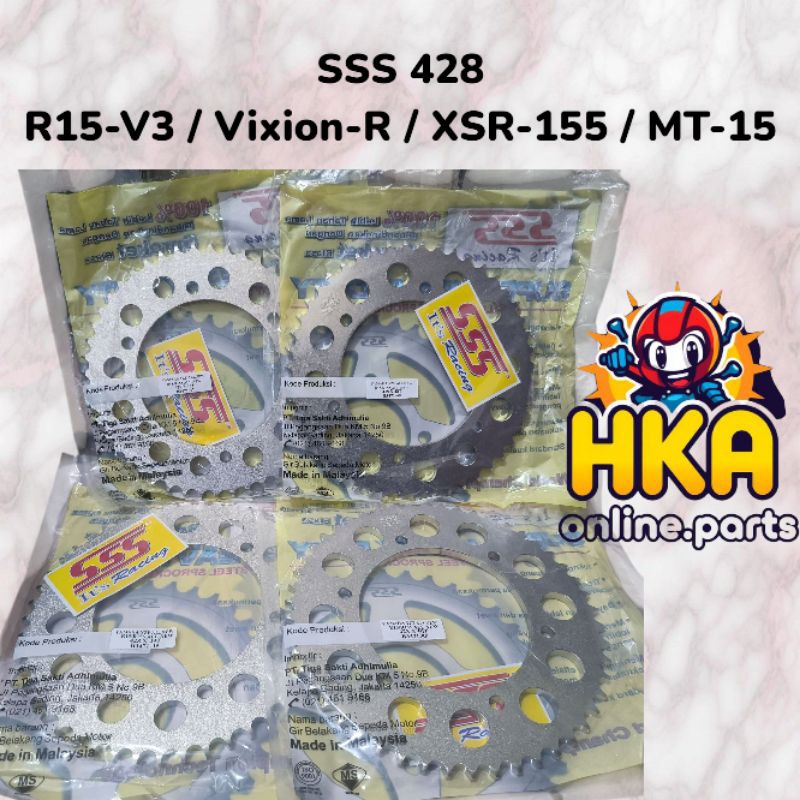 Jual SSS Gear Ger Belakang 428 R15 V3 V4 Vixion R XSR 155 MT 15 YZF R150 R15M 47 48 49 50 ...