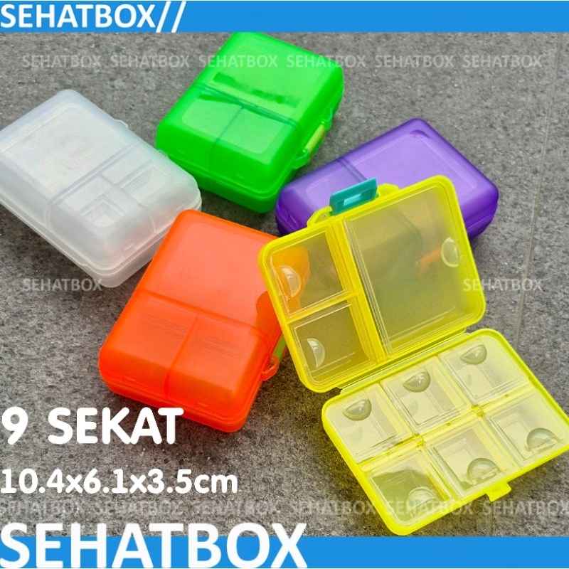 Jual KOTAK OBAT 9 SEKAT FOLD VITAMIN TRAVEL PILL BOX TEMPAT OBAT LIPAT ...