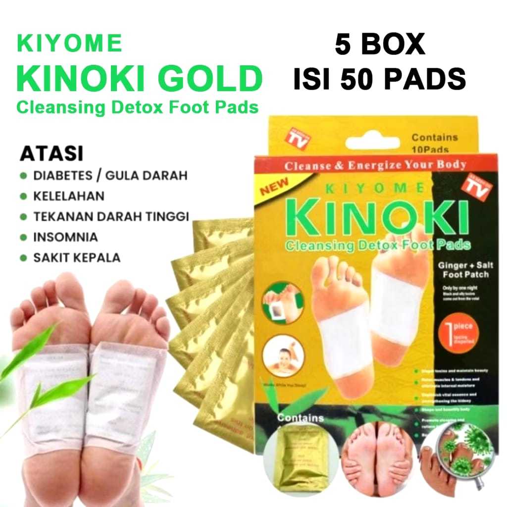 Jual [ HEMAT ] 5 BOX 50 PCS Kinoki Gold Detok Foot Pads Koyo Kaki ...