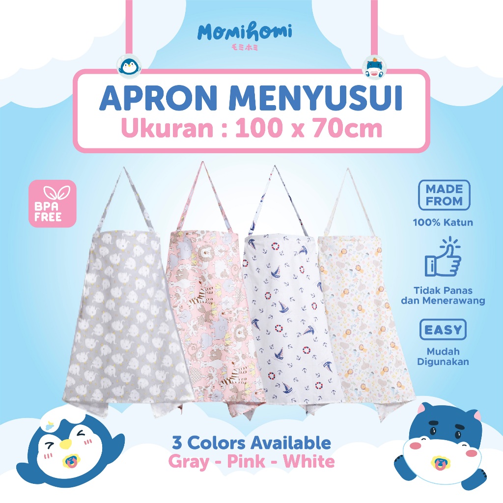 Jual MOMI HOMI Apron Menyusui Tidak Nerawang Nursing Apron Cotton ...