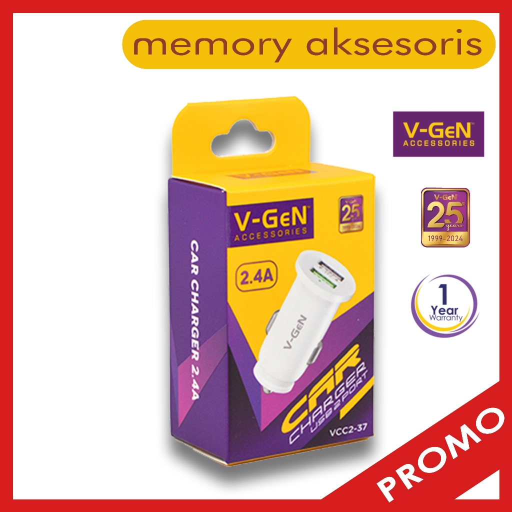 Jual Car Charger V-GeN VCC2-37 2.4A Dual USB Light Charger Mobil ...