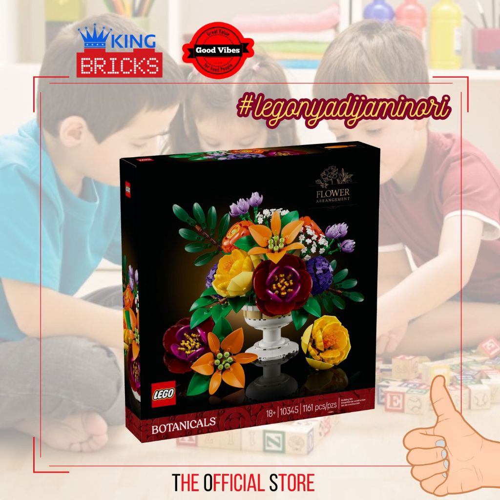 Jual LEGO Original ICONS 10345 Flower Arrangement - Mainan Anak Koleksi ...