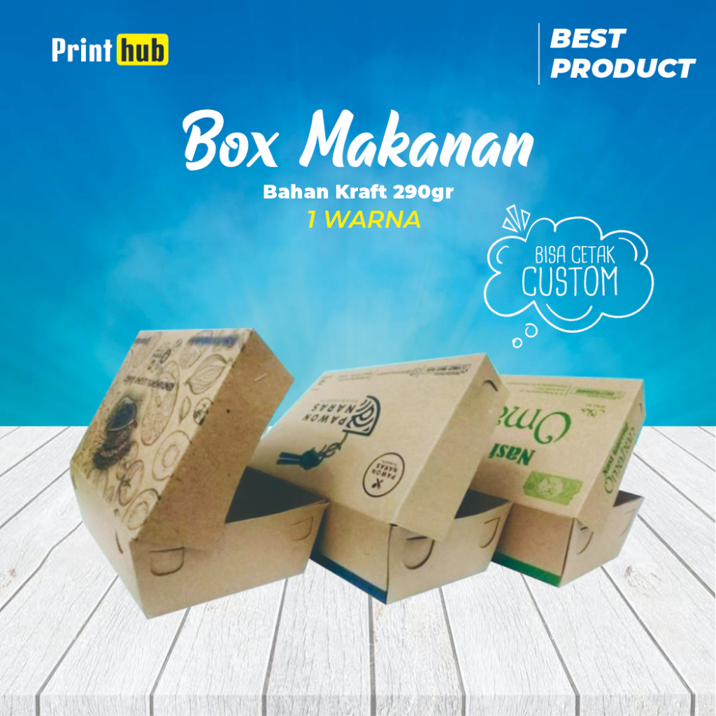 Jual paper lunch box / dus kotak makan kraft - cetak 1 warna | Shopee ...
