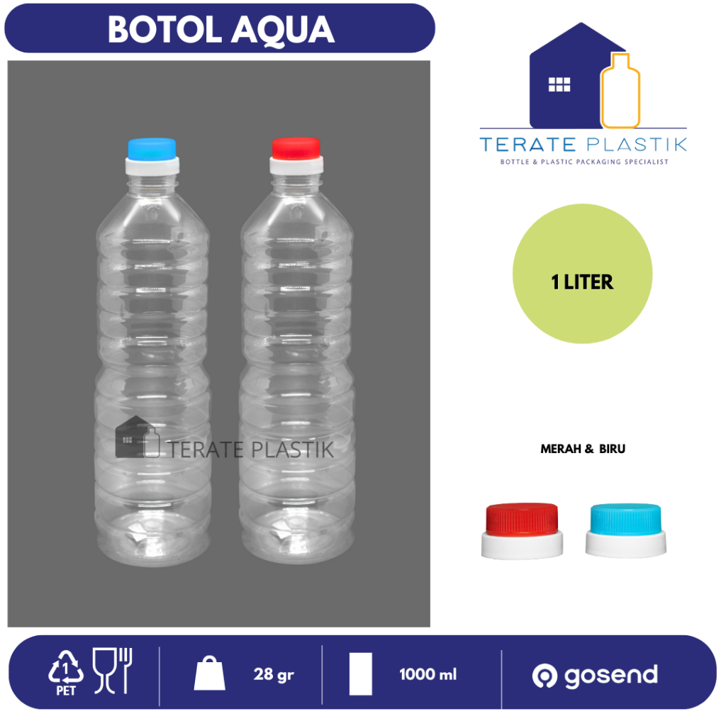 Jual Per 20pcs Botol Aqua 1 Liter Lama | Botol Minum 1L | Tutup Sealed ...