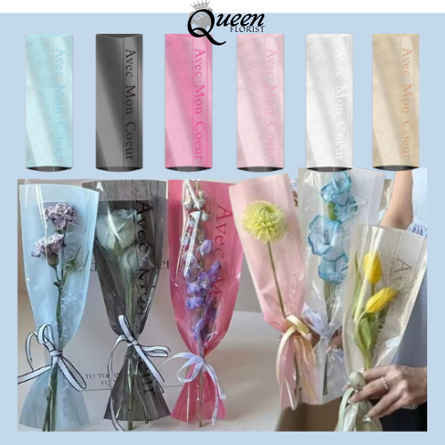 Jual 20 LEMBAR Kertas Pembungkus Buket Satu Bunga Mawar / Cellophane ...