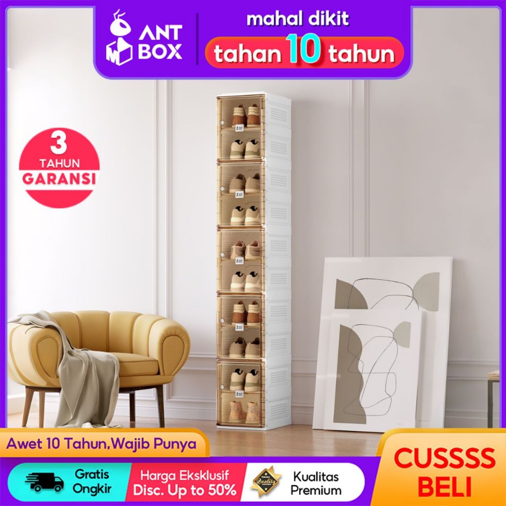 Jual ANTBOX Rak Sepatu Lipat Susun Modular | Hemat Ruang Tanpa ...