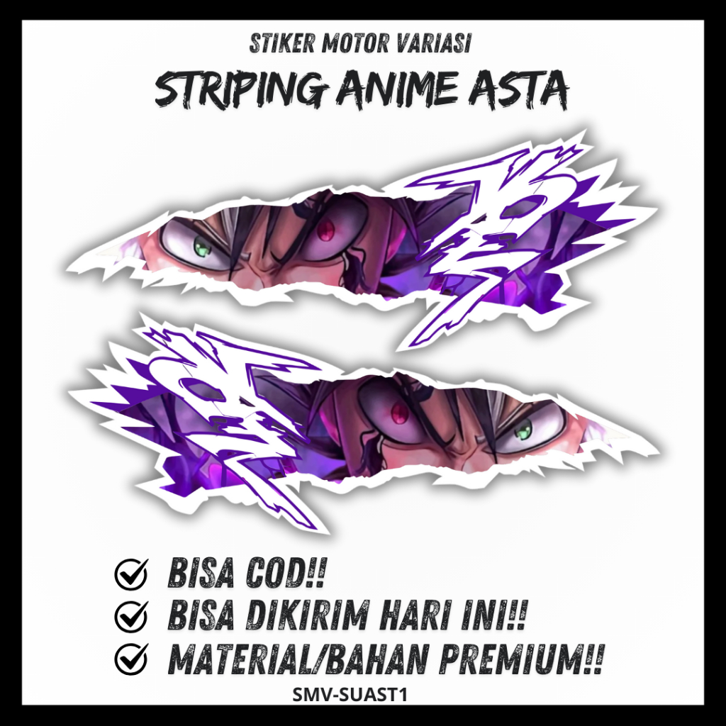 Jual Stiker Striping Asta Devil Mode Sticker Anime Black Clover ...