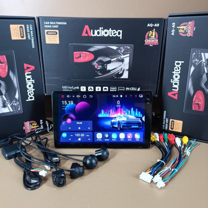 Jual Paket Head Unit Android 9 inchi AUDIOTEQ RAM 4/64 Gb + Kamera 360 ...