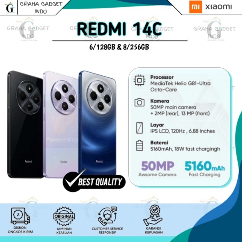 Jual REDMI 14C (6/128GB & 8/256GB) GARANSI RESMI 100% ORIGINAL GARANSI ...