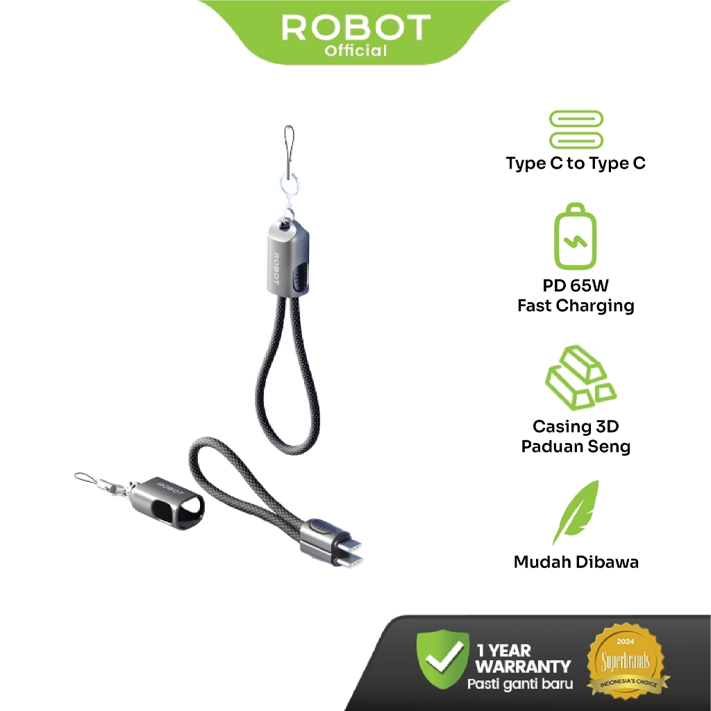 Jual ROBOT Kabel Data Fast Charging 65W Lanyard Tali Gantung Handphone ...