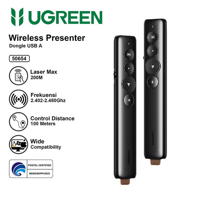 Jual Presenter Ugreen Laser Pointer Wireless Remote Controller Presenter 2.4Ghz 50654 Black ...