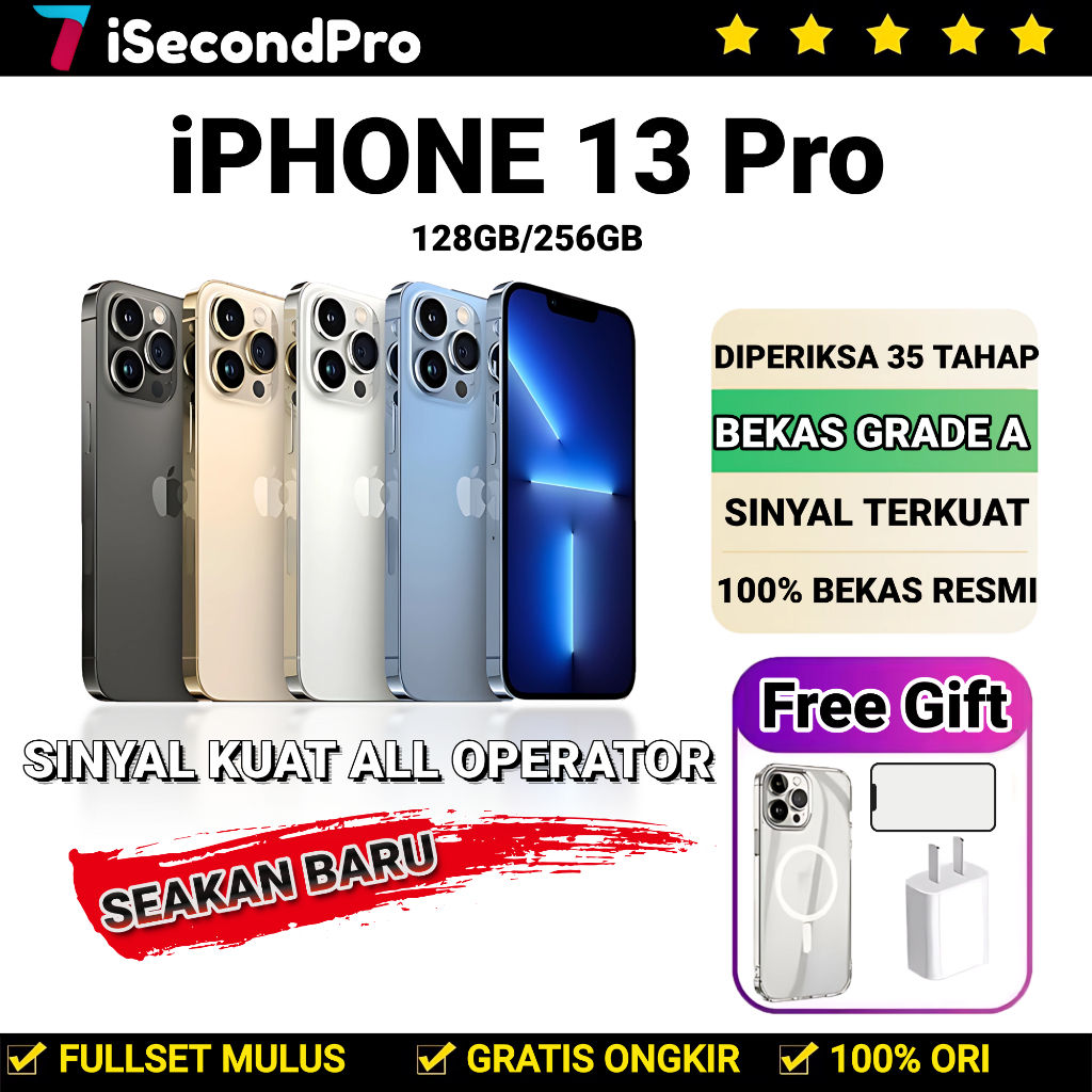 Jual iPhone 13 PRO 128GB/256GB Second Fullset Mulus No Minus LCD Original 100% No Recond No ...