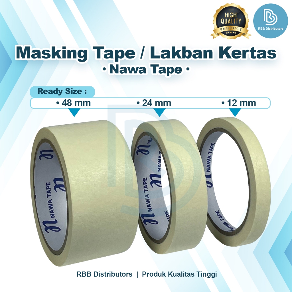 Jual Lakban Kertas / Masking Tape Nawa 12mm 24mm panjang 21meter ...