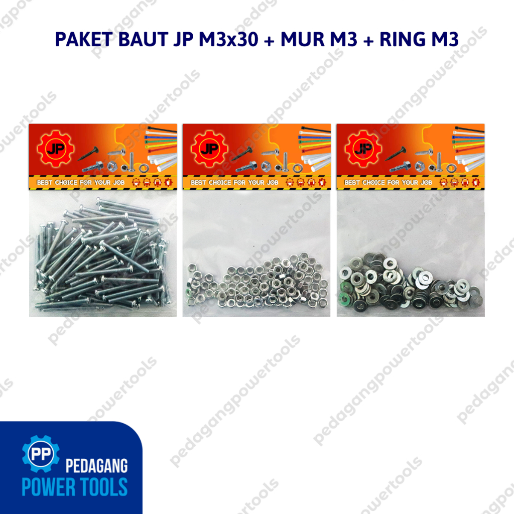 Jual PAKET 3 SET JP M 3x30 BAUT MUR RING PLAT M 3 x 30 MUR M3 ISI 100 PCS | Shopee Indonesia