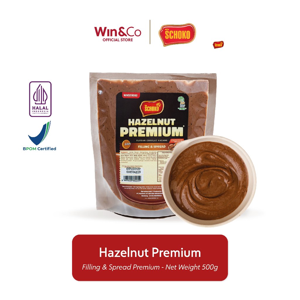 Jual SCHOKO Hazelnut Premium Filling & Spread / Selai Cokelat - 500g ...